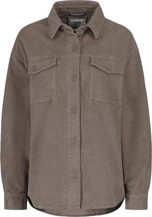 Eight2Nine Damen Cord Hemdjacke - Lässige Cordjacke mit Knopfleiste dark-beige XL