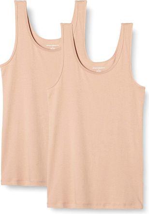 Amazon Essentials Damen Tanktop, Schmale Passform, 2er-Pack, Beige, XXL