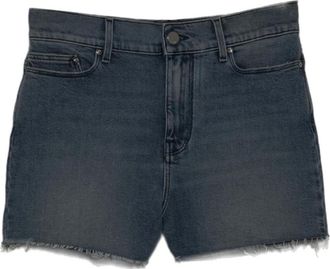 Karl Lagerfeld Femme, Shorts, Bleu, Taille: W27 Short Denim Sfrangiato Logo Retro