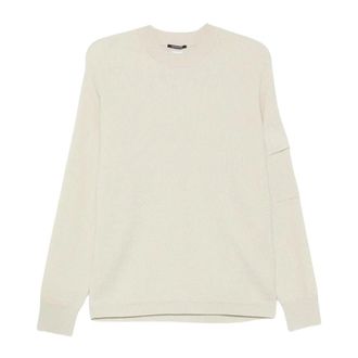 C.P. Company Gerippter Rundhals-Pullover mit Logo-Applikation - - Knitwear - Herren - Beige - S