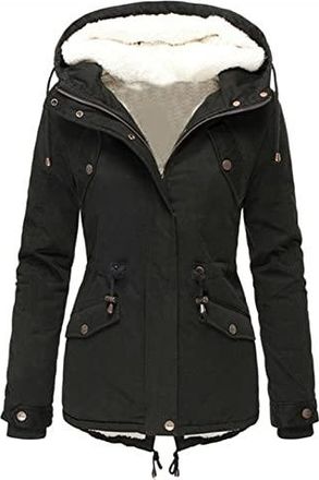 FNKDOR Manteau Femme Hiver Chaud &eacute;Pais Doublure en Peluche Parka Veste Slim Fit Trench Coat Zipp&eacute; Coupe-Vent avec Capuche Outercoat Blousons avec Fermeture &agrave;