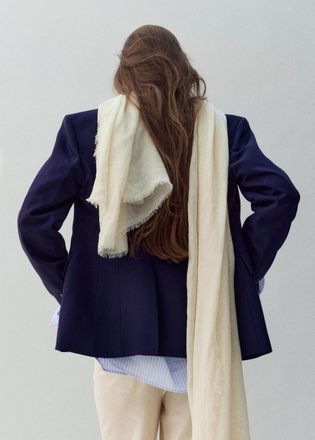 Mango Foulard lin bords effiloch&eacute;s &eacute;cru - Femme - Taille unique - MANGO