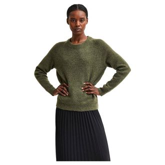 Selected Damen Selected Rundhals Strickpullover Lockerer Feinstrick Wollpullover SLFLULU Sweater, Farben:Grün, Größe:XL