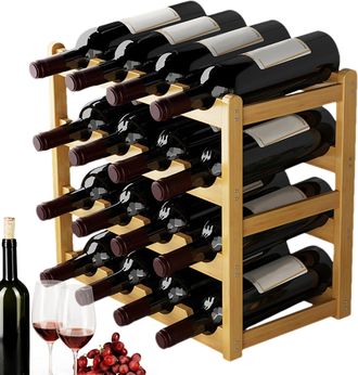 Generic Weinregale Arbeitsplatte, Gegenweinregal Stabiler Holzflaschenhalter f&uuml;r Schrank, Kapazit&auml;t 20 Flaschen Weinregal, Stapelbarer platzsparender Weinst&auml;n