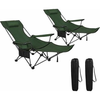 Woltu Chaise de Camping Pliante, Chaise Longue avec Repose-Pied et Appui-t&ecirc;te Amovible, Fauteuil de P&ecirc;che Chaise de Plage, Sac de Transport, pour Activit&eacute;s
