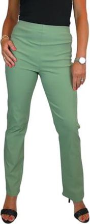 Paulo Due Pantalon &Agrave; Enfiler pour Femme avec Taille Haute &Eacute;lastiqu&eacute;e Et Jambe Droite pour Le Travail De Bureau en Soir&eacute;e Vert Sauge 36-50 (44)