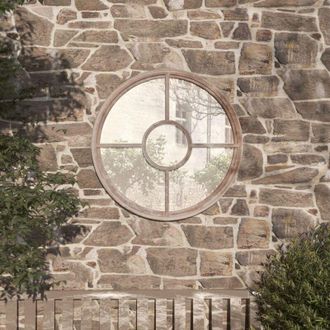 vidaXL Miroir de jardin Sable 60x4 cm Fer Rond utilisation ext&eacute;rieure vidaXL