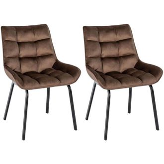 Clp Lot de 2 chaises de salle &agrave; manger Saranda Marron Velours