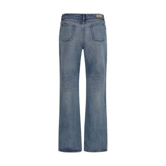 Alexander McQueen Womens Blue Cotton Straight-Leg Jeans Clothing