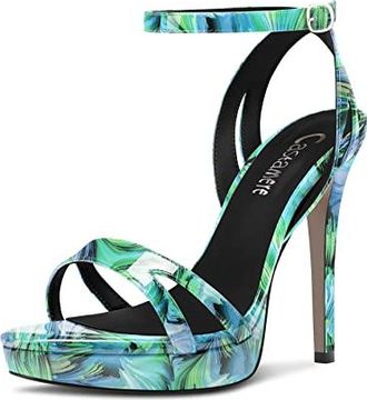 Castamere Femmes Aiguille Haut High Plate-forme Talon Heel Ouvert Bout Lanières Cheville Sandales Mariage Danse 12 CM Heels Multicolore C 39 EU