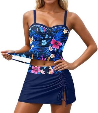 Generic Maillot De Bain Femme 2 Pieces Bikini Femme 2 Pieces Top Mode + Bas Jupe - Ensemble Deux Pi&egrave;ces Confort Vacances