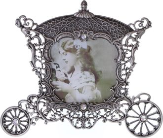 Kawaii-Story BM-xy022 Metall Bilderrahmen Fotorahmen Luxus Design Antik Silber Kutsche Strassseteine Dekoration Fotogr&ouml;&szlig;e 10x10cm (4x4 zoll)