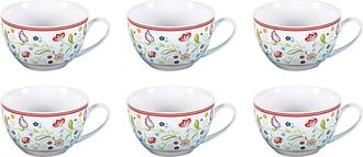 Flirt by R&B 018783 Doppio Shanti Kaffee-Obere mit Paisley-Muster, 180 ml, Porzellan (6er Pack)