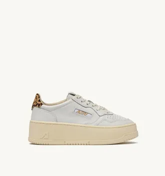 Autry BASKETS MEDALIST PLATFORM EN CUIR BLANC ET LEOPARD