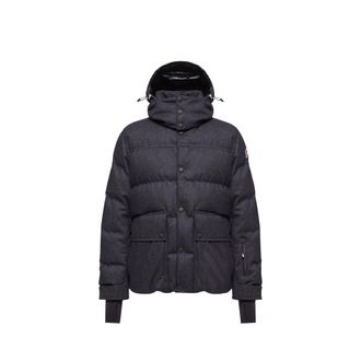 Moncler Moncler Servance Wool Denim Hooded Down Ski Jacket, Men, Blue, Size: 1
