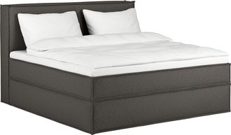 Studio Copenhagen home24 Premium Boxspringbett mit Kopfteil 180 x 200cm Strukturstoff Gesa Braun/Braun H3 130 cm
