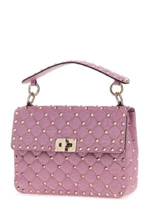 Valentino Garavani Womens Pink Fabric Rockstud Handbag Rhododendron Borse A Mano Bag