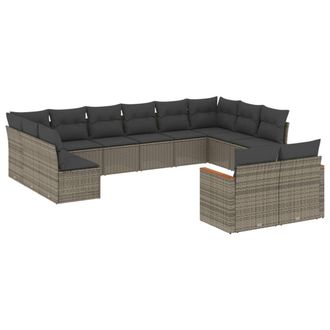 vidaXL Vidaxl - Set Divani Da Giardino 12 Pz Con Cuscini Grigio In Polyrattan