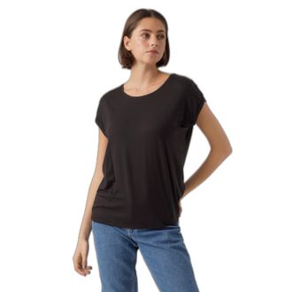 Vero Moda VERO Moda Damen Einfarbiges Stretch T-Shirt Basic Rundhals Top Oberteil Tief Angesetzte Schultern VMAVA, Farben:Schwarz, Gr&ouml;&szlig;e:XL