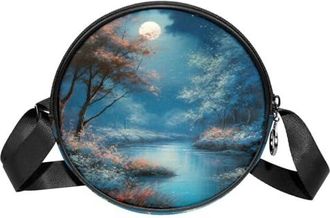 Generic Petit sac &agrave; bandouli&egrave;re Circle Beauty pour femme, petit sac &agrave; bandouli&egrave;re avec fermeture &eacute;clair, bretelles r&eacute;glables, sac &agrave; main rond d&eacute;contract&eacute; pour