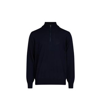 Eton Pull droit col montant zipp&eacute; en laine