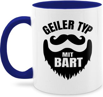 Shirtracer Tasse Tassen 325ml - Statement Spr&uuml;che - Geiler Typ mit Bart - Geschenk f&uuml;r Barttr&auml;ger M&auml;nner B&auml;rten - 325 ml - Dunkelblau - geschenke spruchtasse sar
