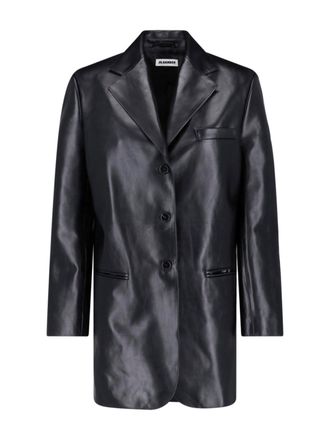 Jil Sander Schwarze Lederjacke