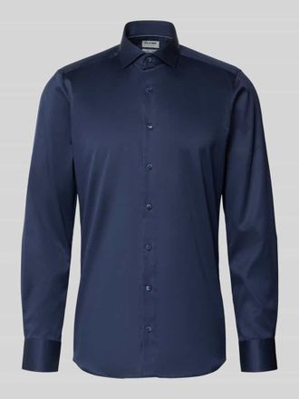 Olymp Level 5 Slim Fit Business-Hemd in unifarbenem Design mit Kentkragen