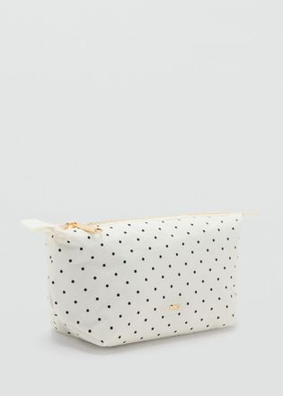 Mango Trousse de toilette moyenne en nylon &agrave; pois blanc cass&eacute; - Femme - Taille unique - MANGO