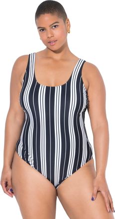 STUDIO UNTOLD Damen große Größen Übergrößen Plus Size Badeanzug, Softcups, Streifen, Shaping schwarz 46 841182100-46