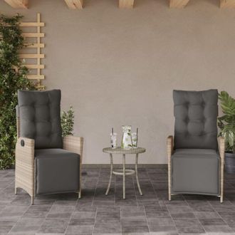 vidaXL Vidaxl - Gartensessel mit Fu&szlig;teil 2Stk. Verstellbar Hellgrau Poly Rattan