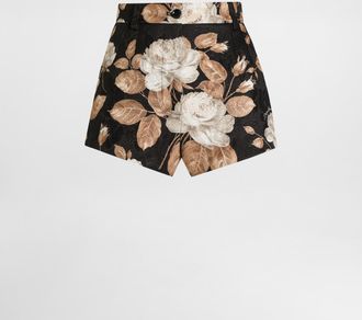 Dolce & Gabbana Brokat-shorts Mit Vintage-rosenprint - Frau Hosen Und Shorts Drucken 38