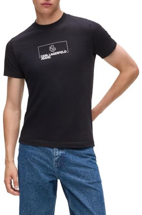 Karl Lagerfeld Slim Outline Logo Tee, Black, XS