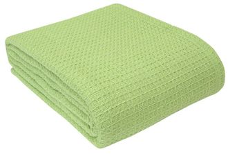 Homescapes Tagesdecke, Bett&uuml;berwurf aus 100% Bio-Baumwolle, lindgr&uuml;n, Piqu&eacute;-Waffeldecke 180 x 230 cm