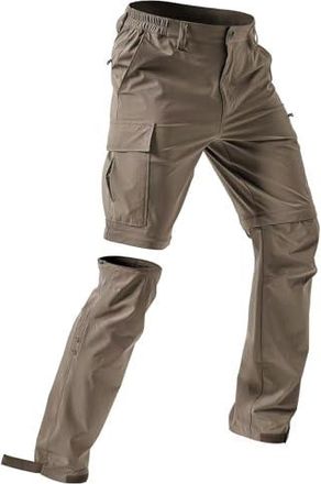 Generic Pantalon de marche et de randonn&eacute;e pour homme - Pantalon cargo convertible &agrave; s&eacute;chage rapide - Pantalon cargo imperm&eacute;able &agrave; fermeture &eacute;clair avec plusi