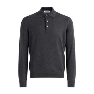 Gran Sasso Merino Extrafine Langarm Poloshirt - - Tops - Herren - Grau - M