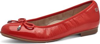 Tamaris Comfort Damen Ballerinas aus Leder mit Schleife, Rot (Red Patent), 40 EU