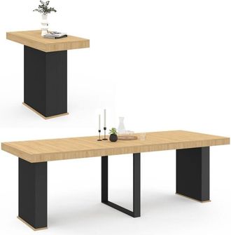 IDMarket Idmarket - Table console extensible eden 10 personnes 235 cm bois et noir