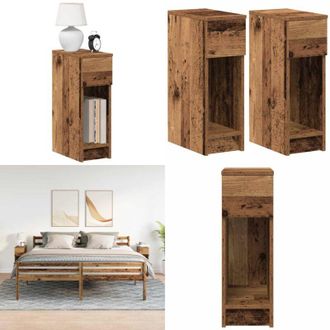 vidaXL Nachttische mit Schubladen 2 Stk. Altholz-Optik 20x36x60 cm - Nachttisch mit Schublade - Altholz Nachttisch
