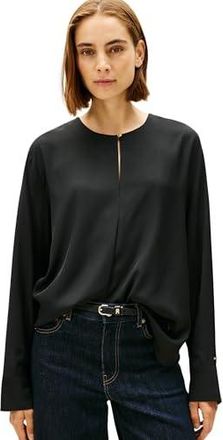 Tommy Hilfiger Blouse Femme Relaxed &agrave; Ouverture Goutte DEau, Noir (Black), 46