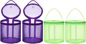 NUOBESTY 4 St&uuml;ck Tragbare Mesh-garn-aufbewahrungstaschen Atmungsaktive Runde Strickgarn-Taschen mit Handgriff Knotenfreie Wollkn&auml;uel-Organizer f&uuml;r H&auml;keln und S