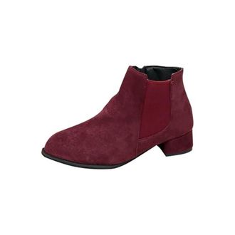 Generic Bottines Chelsea d&eacute;contract&eacute;es &agrave; bout pointu pour femme - &Eacute;l&eacute;gantes - Couleur unie - Talon bas et &eacute;pais - Fermeture &eacute;clair lat&eacute;rale - Bottines Chelsea