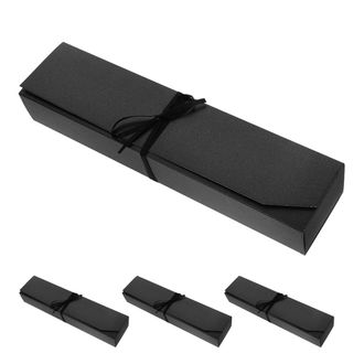 DOITOOL 4 Stück Pralinenschachteln mit 6 Fächern Rechteckige Geschenkboxen aus Robustem Material Schwarz für Hochzeit Weihnachten und Gastgeschenke