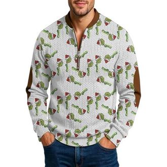 Generic Le Grinch Pull De Noel Homme Pulls Sweat Costume col Rond Noel Enfant 2025 Adulte Christmas Moche The Sweater zippé Sweats Famille Sweatshirts Pyjama 