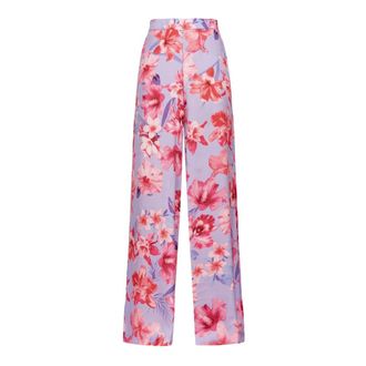 Pinko Weitgeschnittene Hose mit Blumendruck - - Trousers - Damen - Rosa - M