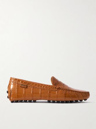 Tod's Mocassins En Cuir Effet Croco Gommino - Marron