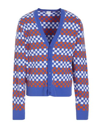 8 by YOOX ORGANIC COTTON CHECKED KNIT CARDIGAN