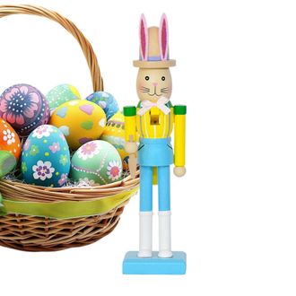 Generic Osterhase Nussknacker Figuren,Kaninchenfigur Tischzentrum - Holz Nussknacker Weihnachtsstatue - F&uuml;r Fr&uuml;hling Tischplatte Kaminsims Kamin Treppe Handla