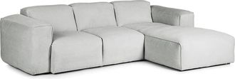 Studio Copenhagen home24 Ecksofa 3-Sitzer mit Longchair Grau Cordstoff Snor 251cm Longchair davorstehend rechts Modern
