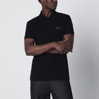 Moncler Black cotton piqu&eacute; polo shirt with logo